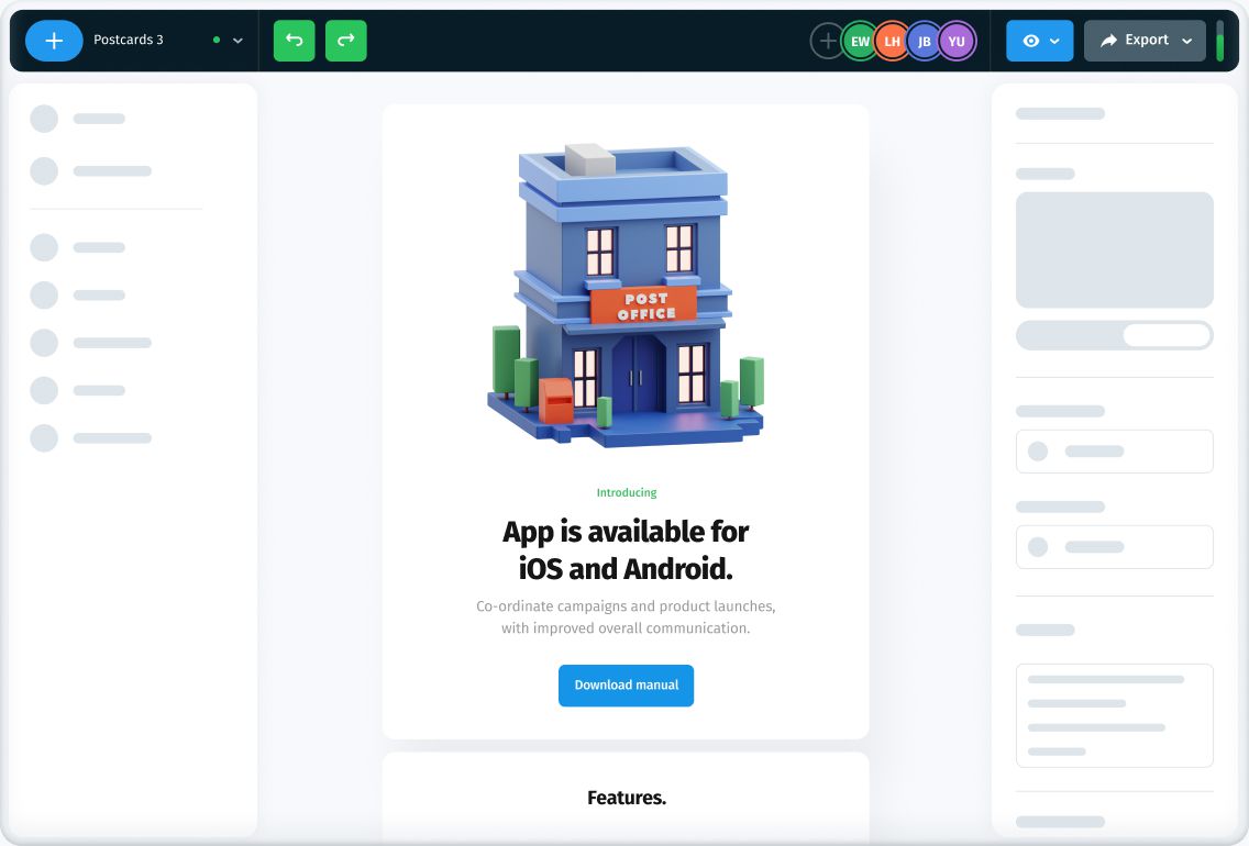 Free HTML Email Template Builder, No-Code Editor - Postcards