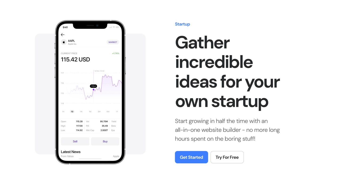 Free Bootstrap Builder for Landing Pages - Startup
