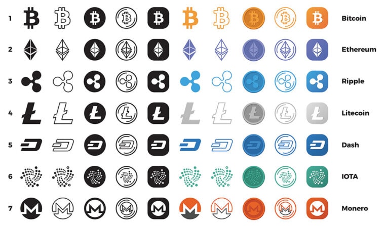 Free Cryptocurrency Icon Packs, Vector Crypto Icons