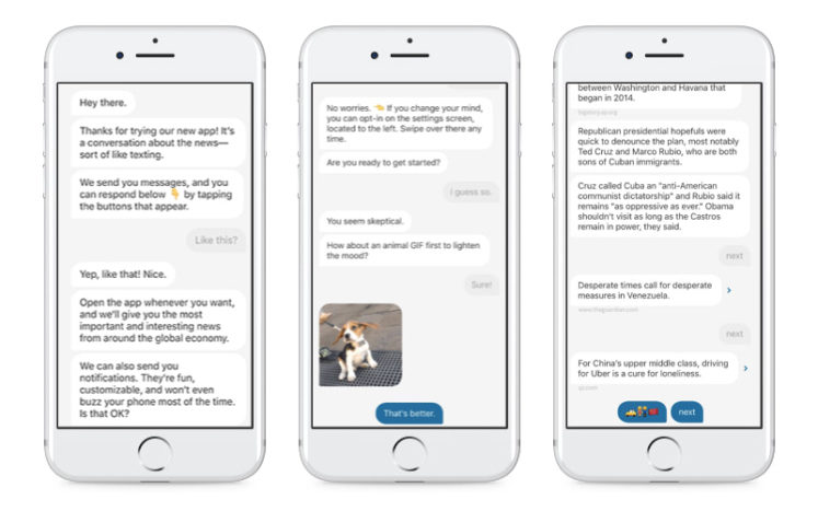 Conversational UI Mobile Examples