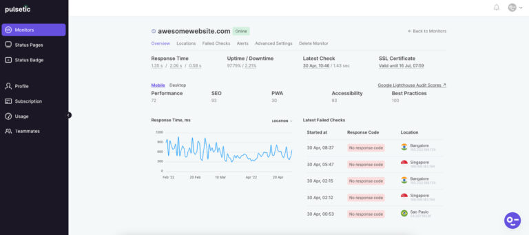 Pulsetic Review - Free Website Uptime Monitoring & Status Pages