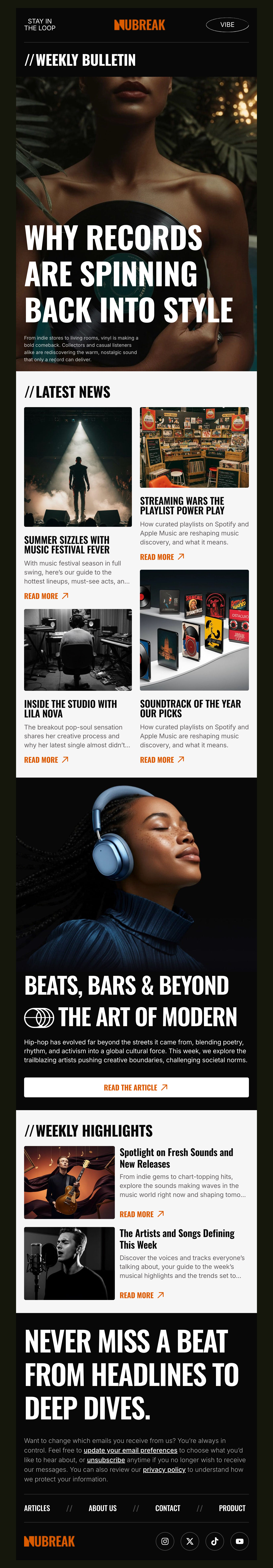 Nubreak - Music & Culture News Email Template