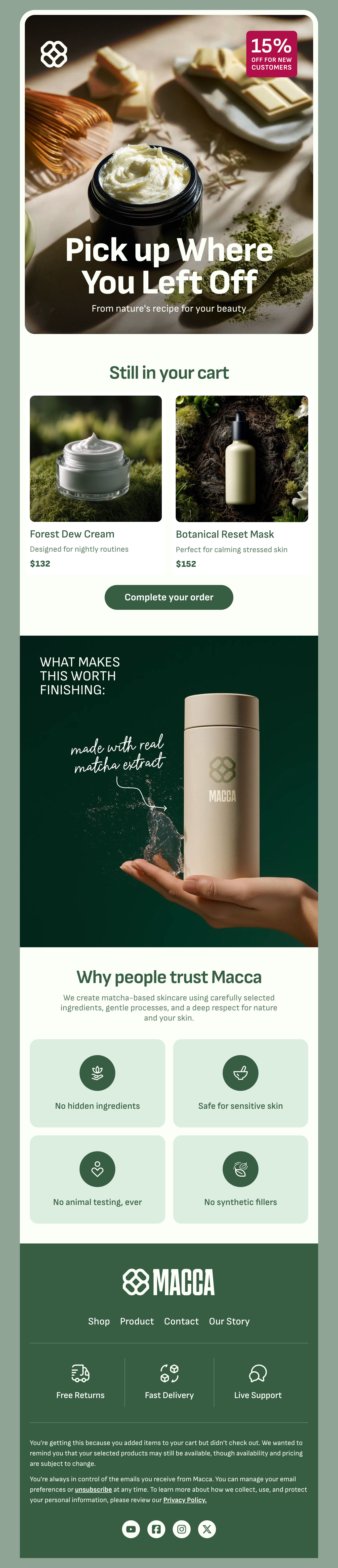 Abandoned Cart Email Template for Skincare Brands